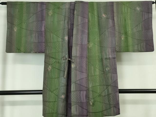 平和屋本店■極上　道中着　ロング丈　ふくれ織　クローバー　暈し染め　逸品　DZAA5910kh5