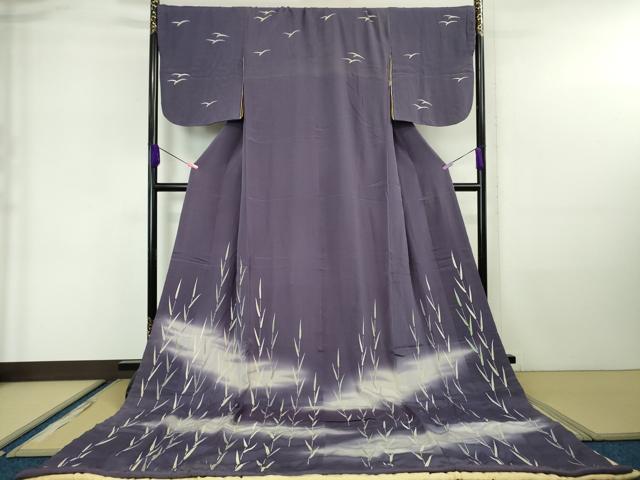 平和屋本店●極上　アンティーク　大正ロマン　訪問着　お引きずり・お引き摺り　飛鳥　笹文　暈し染め　逸品　DZAA5947kh5