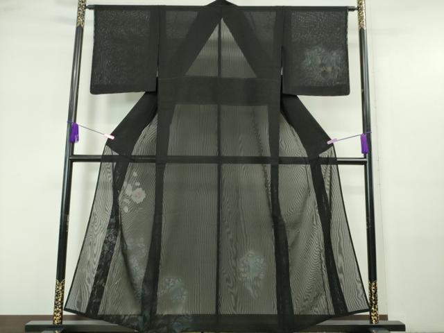 平和屋本店■極上　訪問着　無双　紗×紗　枝花文　黒地　暈し染め　逸品　未使用　DZAA5948kh5