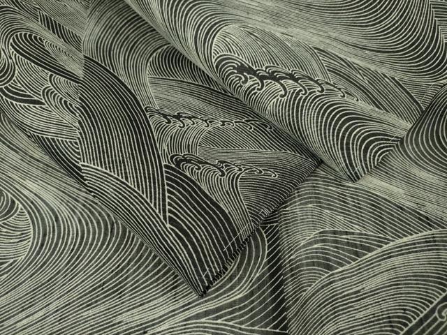 平和屋着物▽上質なお召 単衣 斜縞 正絹 逸品 DAAS0337az