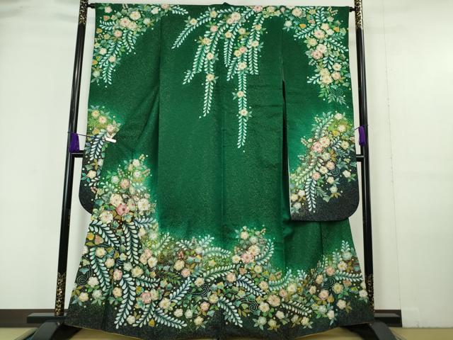 平和屋本店■極上　越後十日町の一流染匠　桐屋・翠山工房　臈纐纈師　振袖　辻が花　暈し染め　金通し地　逸品　DZAA6017kh5