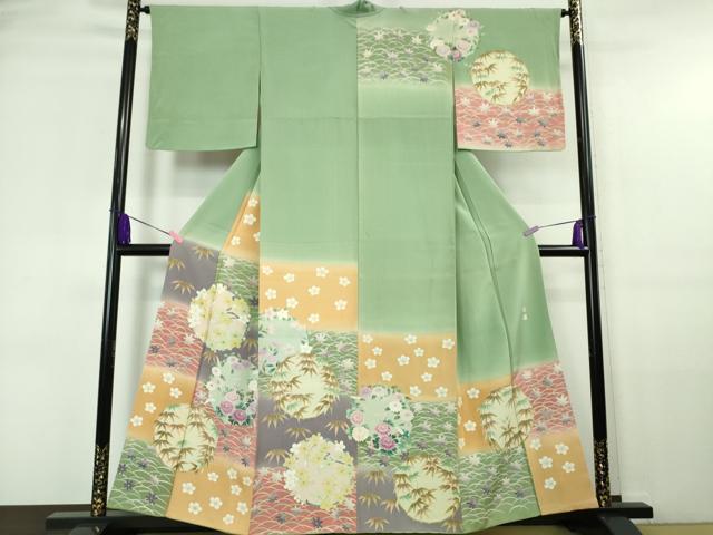 平和屋本店■極上　京加賀友禅　松本健一　訪問着　草花丸文　暈し染め　逸品　DZAA6047kh5