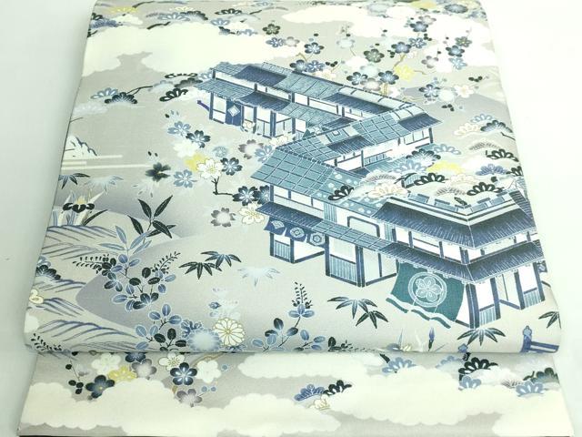 平和屋本店■極上　全通柄袋帯　藍　風景花文　逸品　DZAA6152kh5