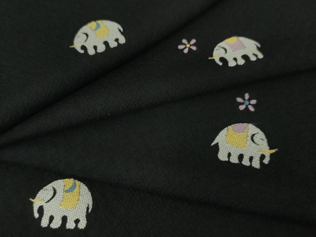 平和屋本店■極上　小紋　象　ゾウ　黒地　やまと誂製　逸品　DZAA6168kh5