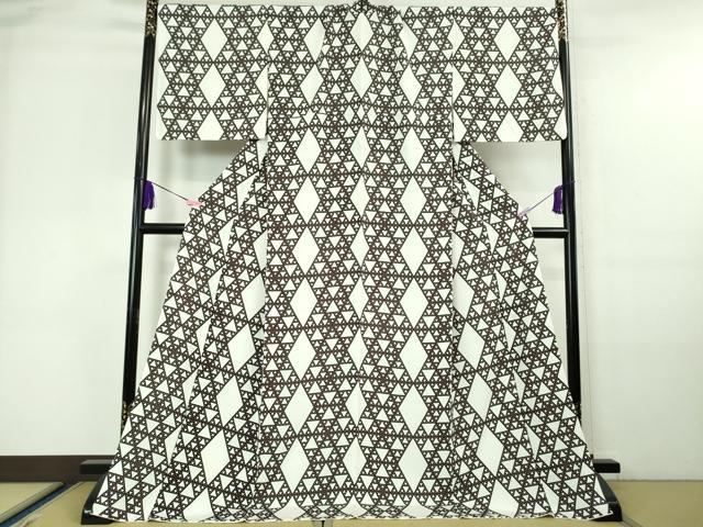 平和屋本店■極上　小紋　ロング丈　幾何学　鱗文　逸品　未使用　DZAA6169kh5