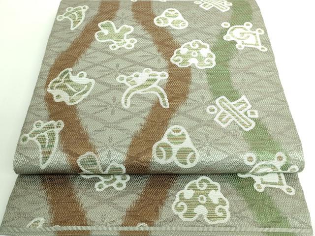 平和屋本店 極上 洛風林 工芸帯地 六通柄袋帯 花籠文