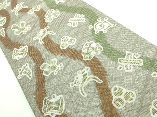 平和屋本店 極上 洛風林 工芸帯地 六通柄袋帯 花籠文