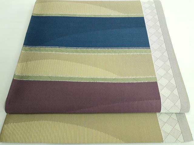 平和屋本店■極上　六通柄袋帯　灰汁発酵建本藍染　藍浪漫　逸品　DZAA6253kh5