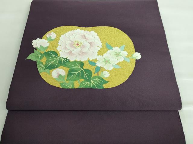 平和屋本店■極上　西陣　川島織　爪掻き本綴れ　八寸名古屋帯　枝花文　以せ紫色地　金糸　三越扱い　逸品　DZAA6273kh5