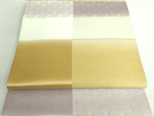 平和屋本店■極上　善之助　着物ブランド　一期一会　両方向　全通柄袋帯　笹蔓緞子　網目文　金彩　逸品　DZAA6310kh5