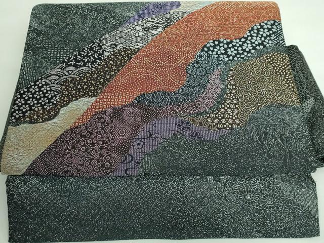 平和屋本店■極上　ワンタッチつけ帯　道長名物裂　黒地　やまと誂製　逸品　DZAA6333kh5