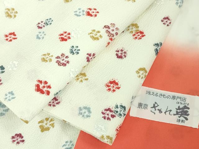 平和屋本店■極上　洗える最高級着物　＜英＞はなぶさ謹製　小紋　小花文　象牙色地　逸品　DZAA6341kh5