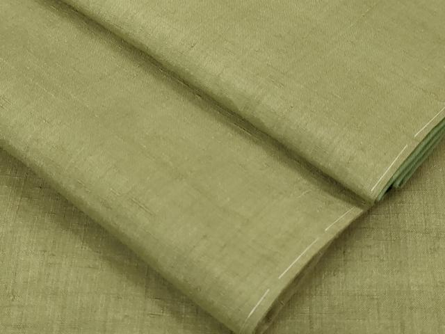 平和屋本店■極上　本場結城紬　重要無形文化財　色無地　柳茶色　逸品　未使用　DZAA6370kh5