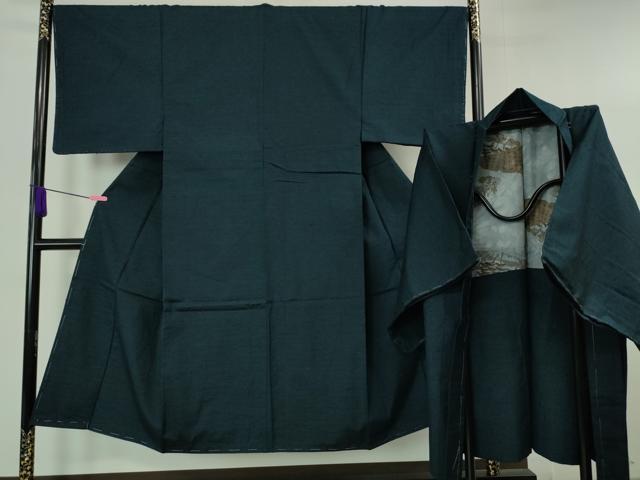 平和屋本店■極上　男性　紬　アンサンブル　色無地　褐返色　逸品　未使用　DZAA6393kh5