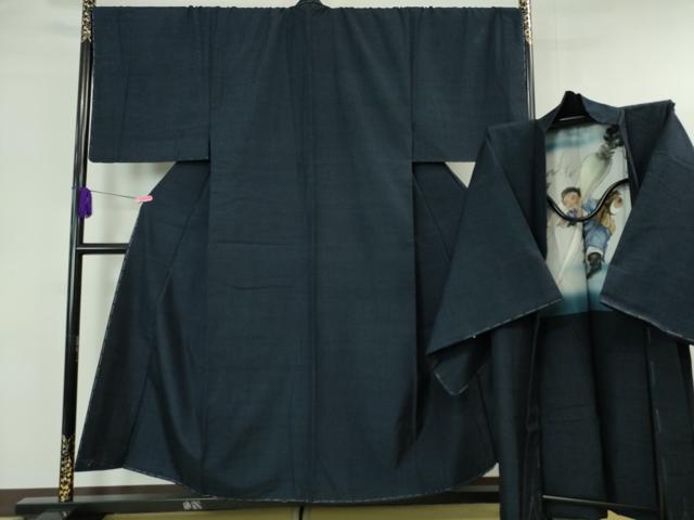 平和屋本店■極上 男性 本場結城紬 重要無形文化財 アンサンブル キングサイズ 100亀甲 総詰め　羽裏・大黒様　逸品　未使用　DZAA6395kh5