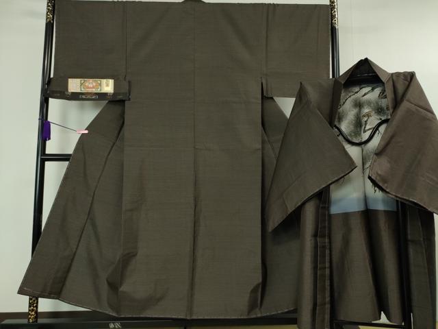 平和屋本店■極上 男性　本場大島紬　アンサンブル　長羽織　亀甲柄　羽裏・松　中江絹織物謹製 証紙付き 逸品　未使用　DZAA6401kh5