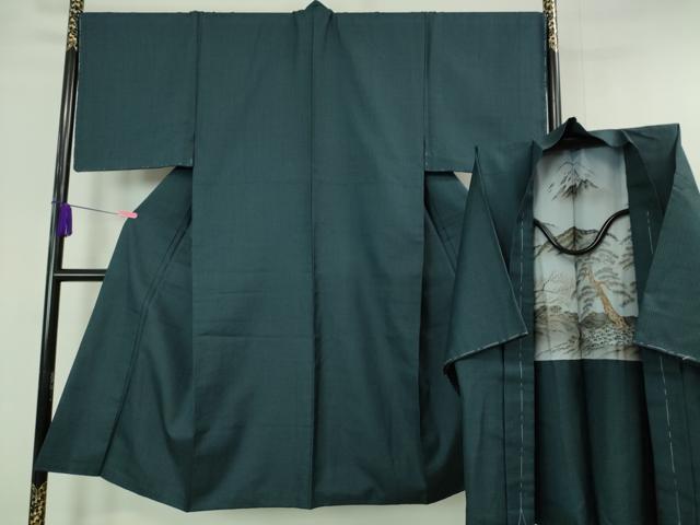 平和屋本店■極上　男性　お召　アンサンブル　長羽織　100亀甲　逸品　未使用　DZAA6402kh5