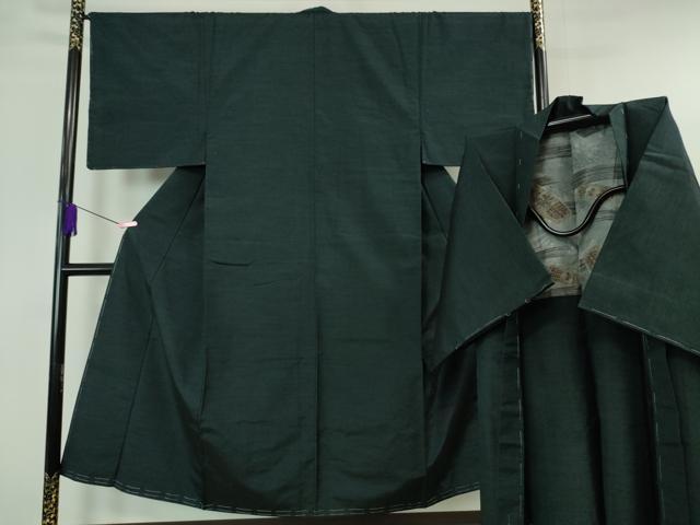 平和屋本店■極上　男性　紬　アンサンブル　長羽織　色無地　褐返色　逸品　未使用　DZAA6410kh5