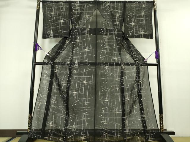 平和屋本店■極上　夏物　絹芭蕉　紗紬　蜻蛉　とんぼ　黒地　逸品　DZAA6436kh5