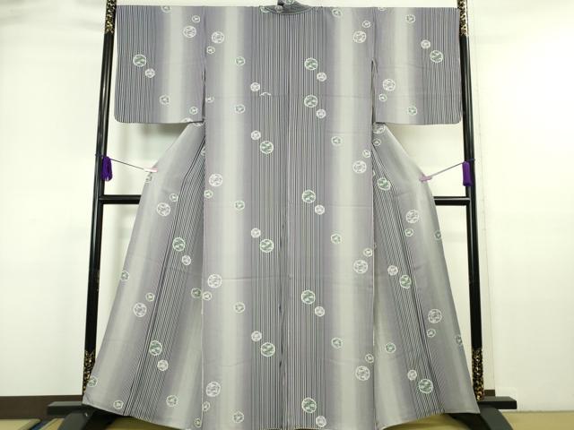 平和屋本店■極上　小紋　雪輪花文　縞　逸品　DZAA6445kh5
