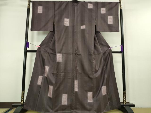 平和屋本店■極上　十日町 名門青柳謹製　櫛引織　赤城紬　草木染　訪問着　短冊文　逸品　DZAA6448kh5