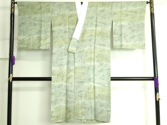 平和屋本店■上質な長襦袢　無双仕立て　鳥獣戯画　逸品　DZAA6477kh5