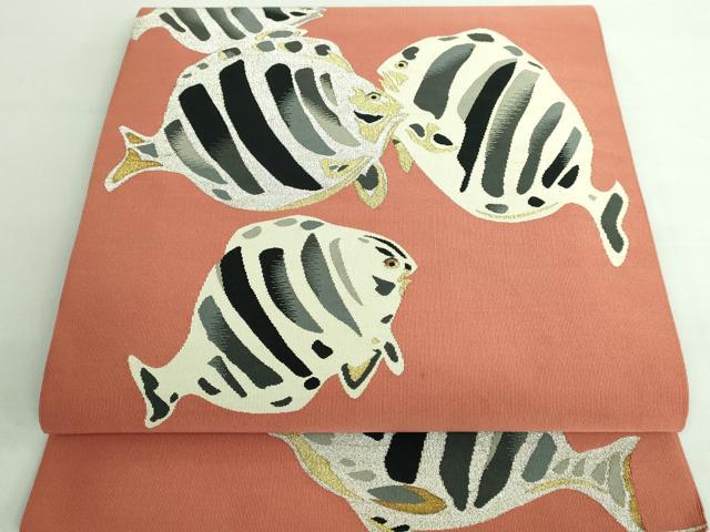 平和屋本店■極上　セミアンティーク　爪掻き本綴れ　八寸名古屋帯　エンゼル・フィッシュ　金銀糸　逸品　DZAA6500kh5