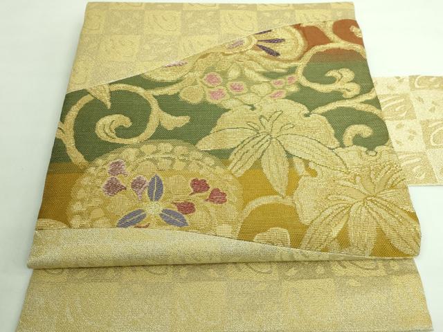 平和屋本店■極上　創業280年　誉田屋源兵衛　九寸名古屋帯　金華山織　雪輪花文　金糸　逸品　DZAA6507kh5