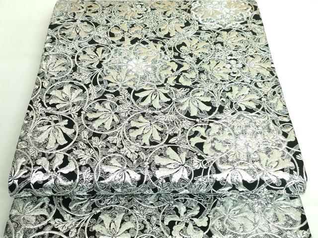 平和屋本店■極上　金彩友禅　卓越技能者・名工・和田光正　六通柄袋帯　正倉院花唐草　黒地　銀糸　逸品　新品　DZAA6521kh5