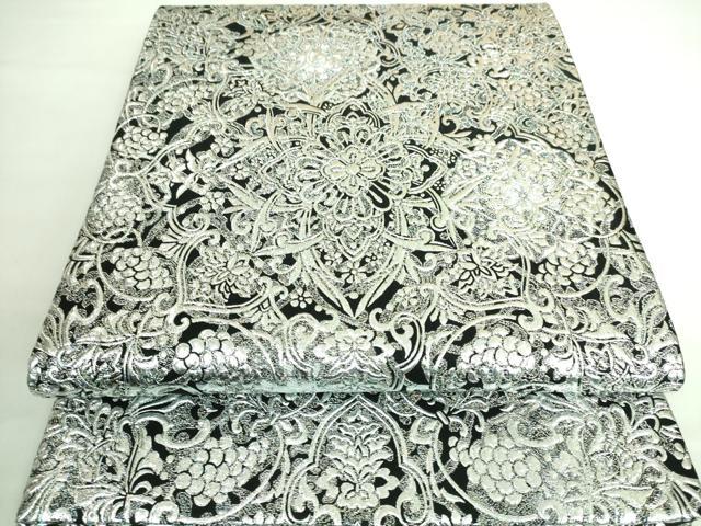 平和屋本店■極上　金彩友禅　卓越技能者・名工・和田光正　六通柄袋帯　正倉院花文　葡萄唐草　黒地　銀糸　逸品　新品　DZAA6522kh5