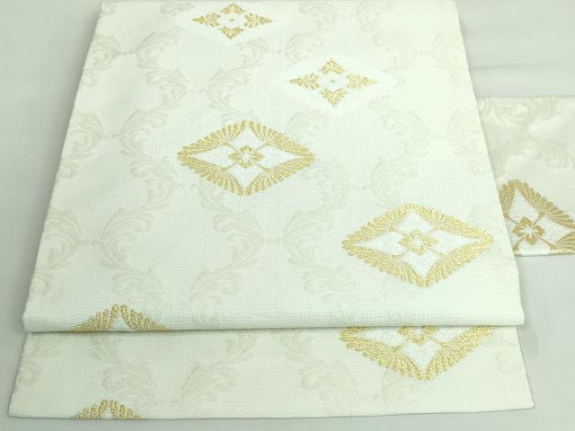 平和屋本店■極上　西陣　佐々木染織謹製　九寸名古屋帯　唐織　立涌花菱文　金糸　証紙付き　逸品　新品　DZAA6532kh5