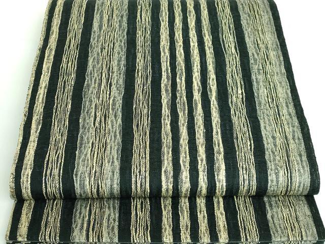 平和屋本店■極上　全通柄袋帯　紬地　間道　黒地　鈴乃屋扱い　逸品　DZAA6535kh5