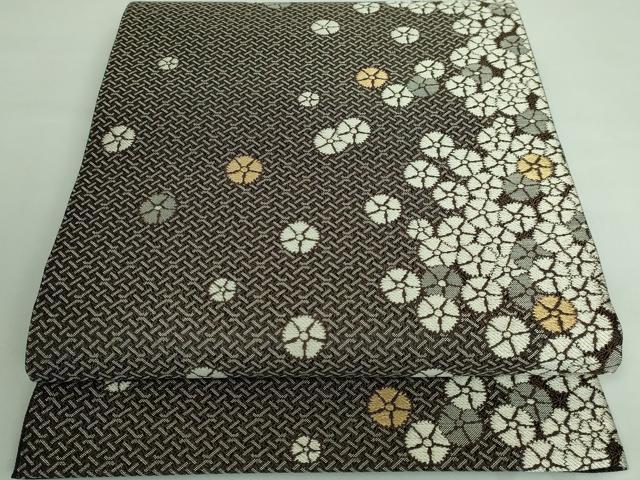 平和屋本店■極上　キモノデザイナー　斉藤上太郎　全通柄袋帯　舞花文　金糸　逸品　DZAA6547kh5