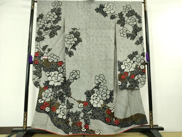 平和屋本店■極上　振袖　絞り　草花文　金彩　やまと誂製　逸品　DZAA6559kh5