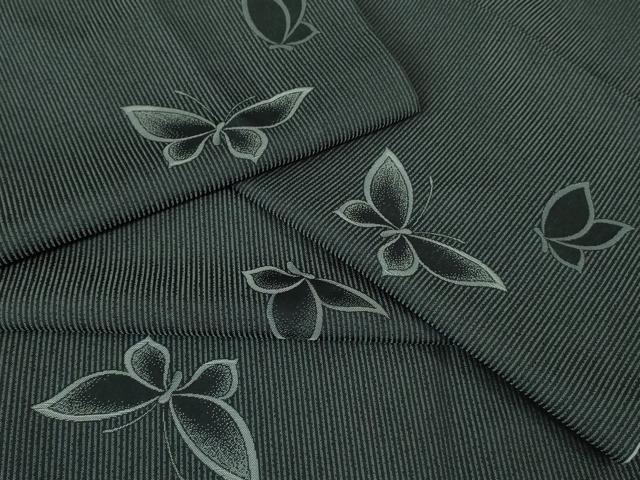 平和屋本店■極上　お召　舞蝶文　逸品　DZAA6588kh5