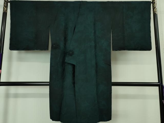 平和屋本店■極上　道中着　ロング丈　舞葉地紋　百入茶色地　反端付き　逸品　未使用　DZAA6616kh5