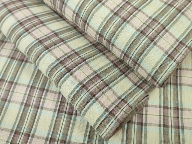平和屋本店■極上　夏物　本場小千谷ちぢみ　格子　麻　逸品　DZAA6625kh5