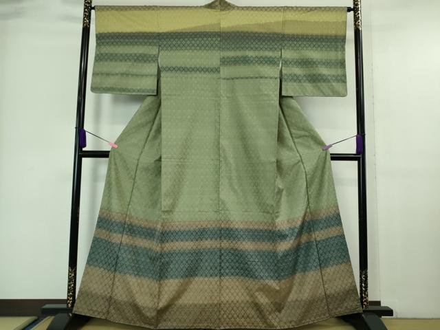 平和屋本店■超希少　日本工芸会正会員　秋山眞和　綾の手紬　訪問着　手織　本藍染　逸品　DZAA6639kh5