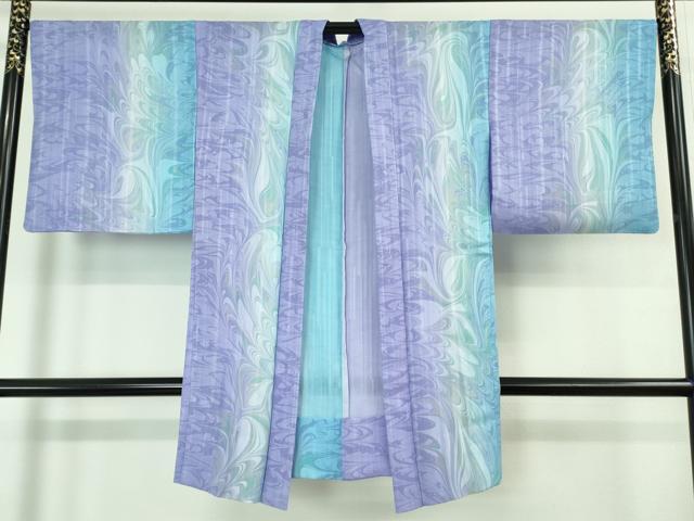 平和屋本店■極上　長羽織　スリーシーズン　春夏秋　塵除け　紗　墨流し文様　暈し染め　やまと誂製　逸品　DZAA6648kh5
