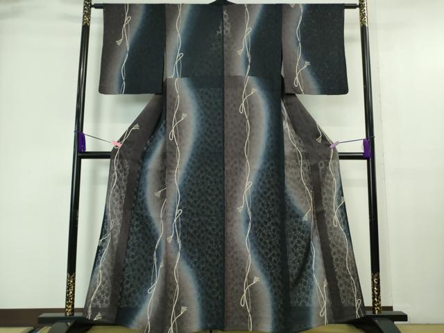 平和屋本店■極上　夏物　小紋　印傳　結び紐　花唐草紋紗　暈し染め　まるやま扱い　逸品　DZAA6654kh5