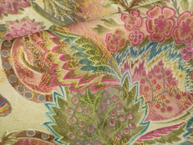 平和屋着物○小千谷紬 百柄 横段花文 正絹 逸品 DAAU0739tw