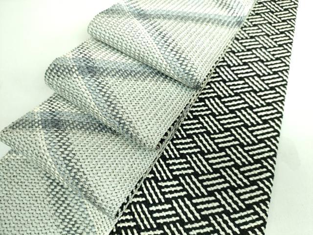 平和屋着物■極上　男性　両面　角帯　組織　銀糸　逸品　DZAA6714kh5
