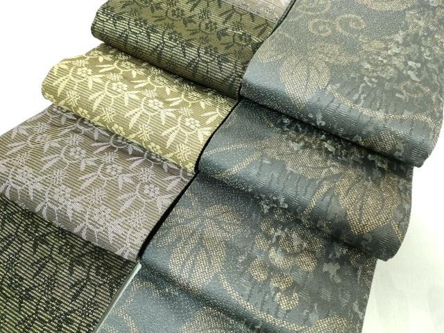 平和屋着物■極上　男性　両面　角帯　葡萄蔦の葉　笹蔓緞子　金糸　逸品　DZAA6715kh5