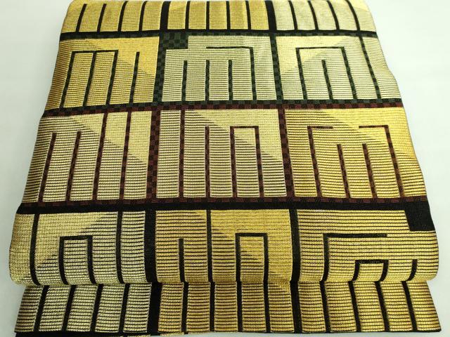 平和屋着物■極上　六通柄袋帯　スリーシーズン帯　源氏香　黒地　金糸　鈴乃屋扱い　逸品　DZAA6735kh5