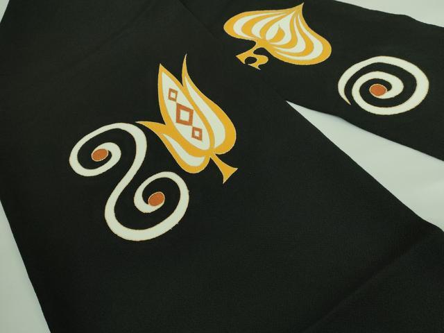 平和屋本店□極上 銀座 志ま亀 九寸名古屋帯 黒地 金彩 鬼