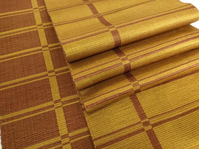 平和屋着物■極上　本場黄八丈　八寸名古屋帯　一重帯　横段文　逸品　DZAA6764kh5