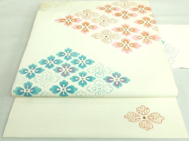 平和屋着物■極上　塩瀬　九寸名古屋帯　花菱文　金彩　逸品　DZAA6793kh5