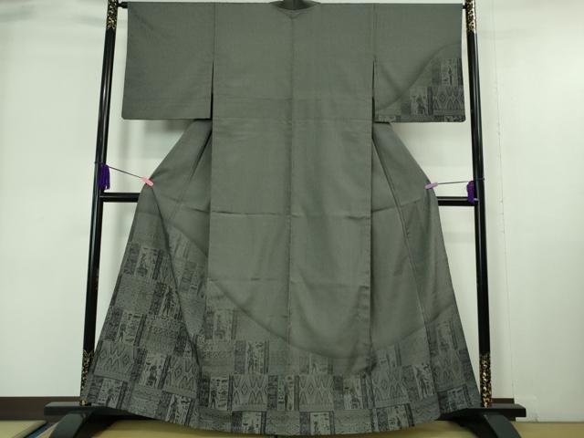 平和屋着物■極上　本塩沢　訪問着　単衣　古代人物壁画文様　逸品　DZAA6822kh5