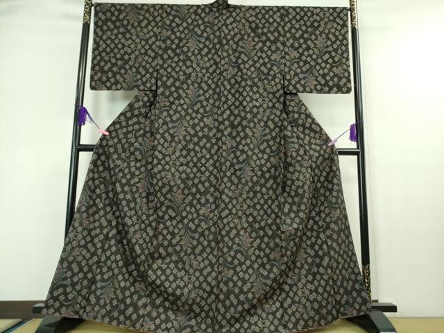 平和屋着物■極上　本場大島紬　7マルキ　草花文　逸品　未使用　DZAA6854kh5