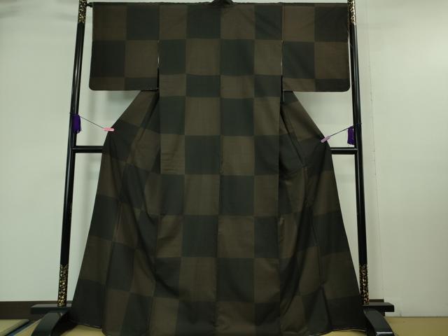 平和屋着物■極上　本場大島紬　7マルキ　市松文様　逸品　未使用　DZAA6876kh5